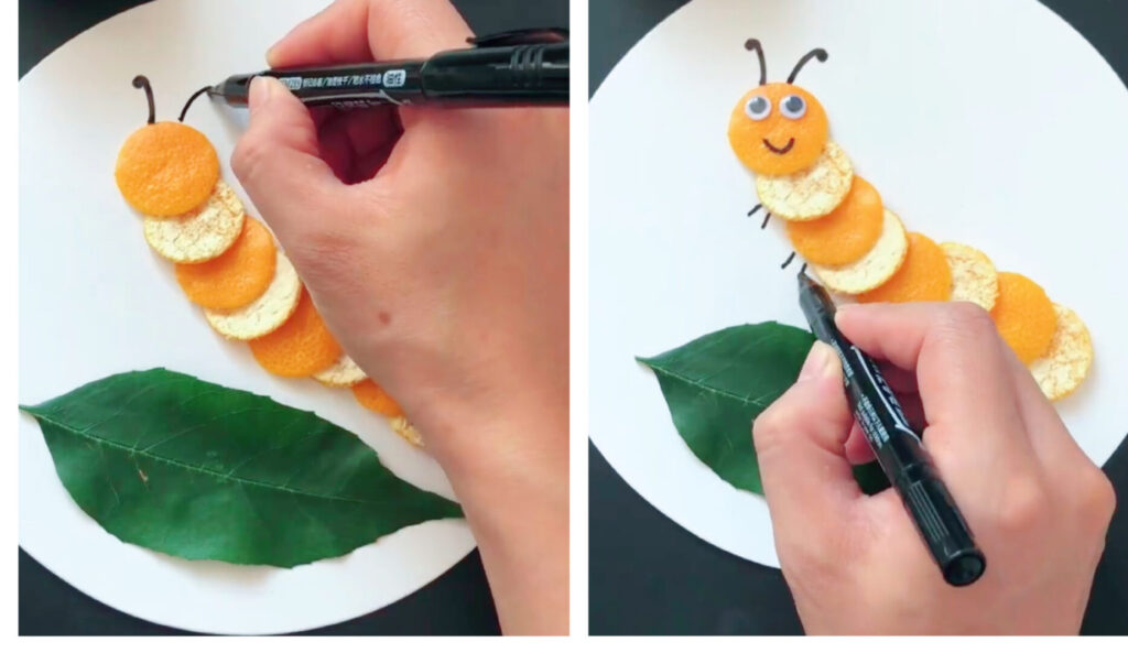 How to DIY Cute Caterpillar with Orange Peel - iGOODideas.com