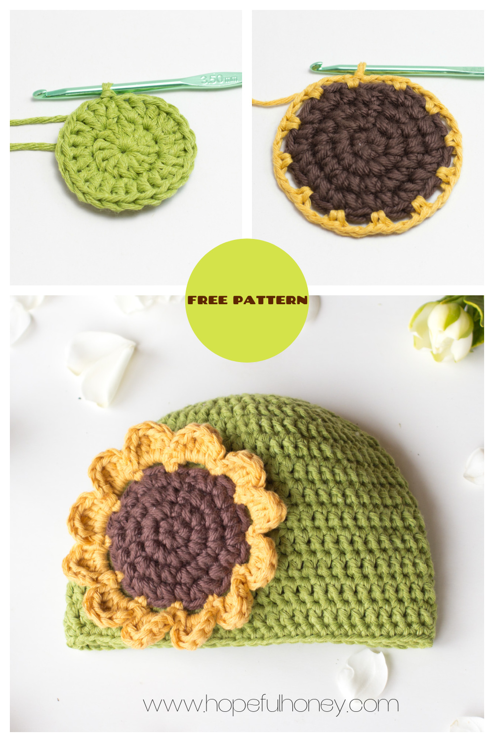 Sunflower Baby Hat FREE Crochet Pattern - iGOODideas.com