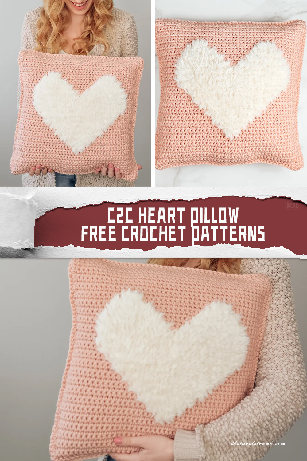 C2C Heart Pillow FREE Crochet Patterns - iGOODideas.com