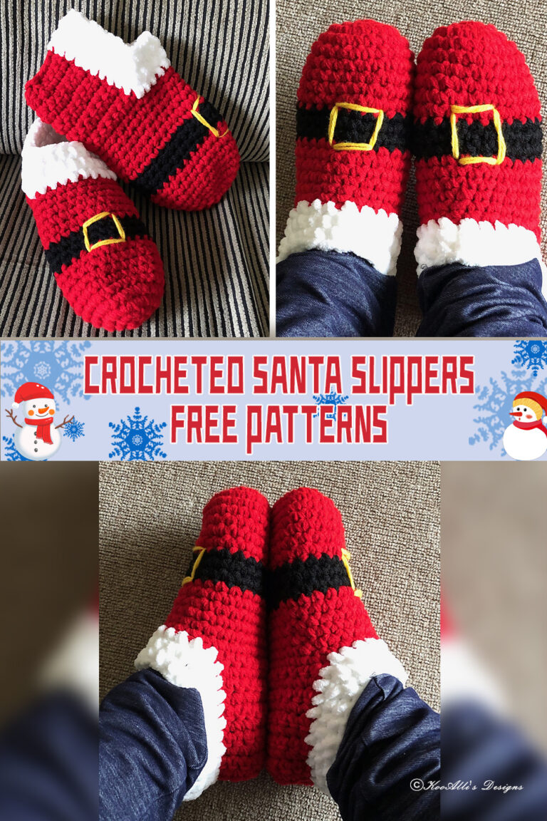 Crocheted Santa Slippers FREE Patterns - iGOODideas.com