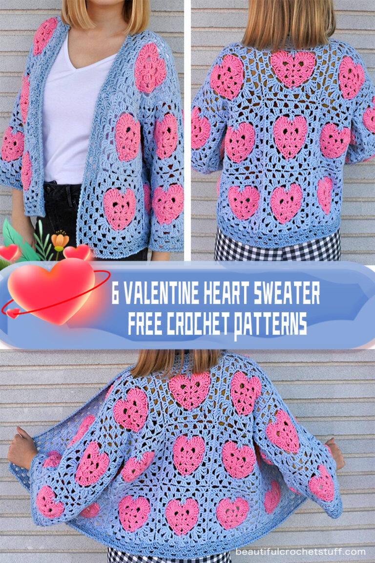6 Valentine Heart Sweater FREE Crochet Patterns - iGOODideas.com
