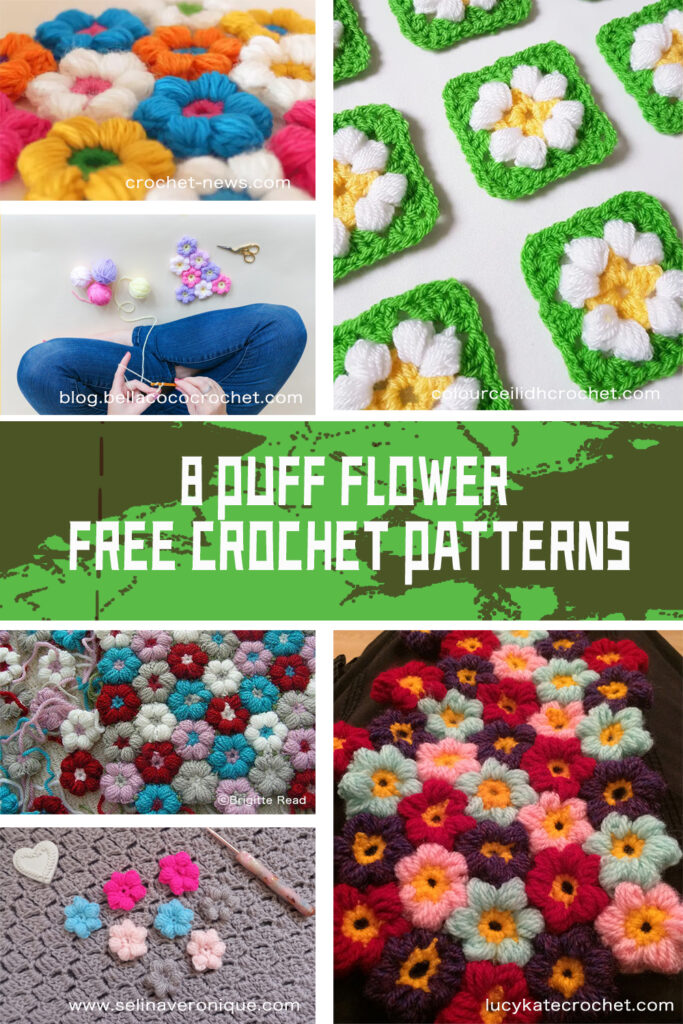 8 Crochet Puff Flower FREE Patterns - iGOODideas.com