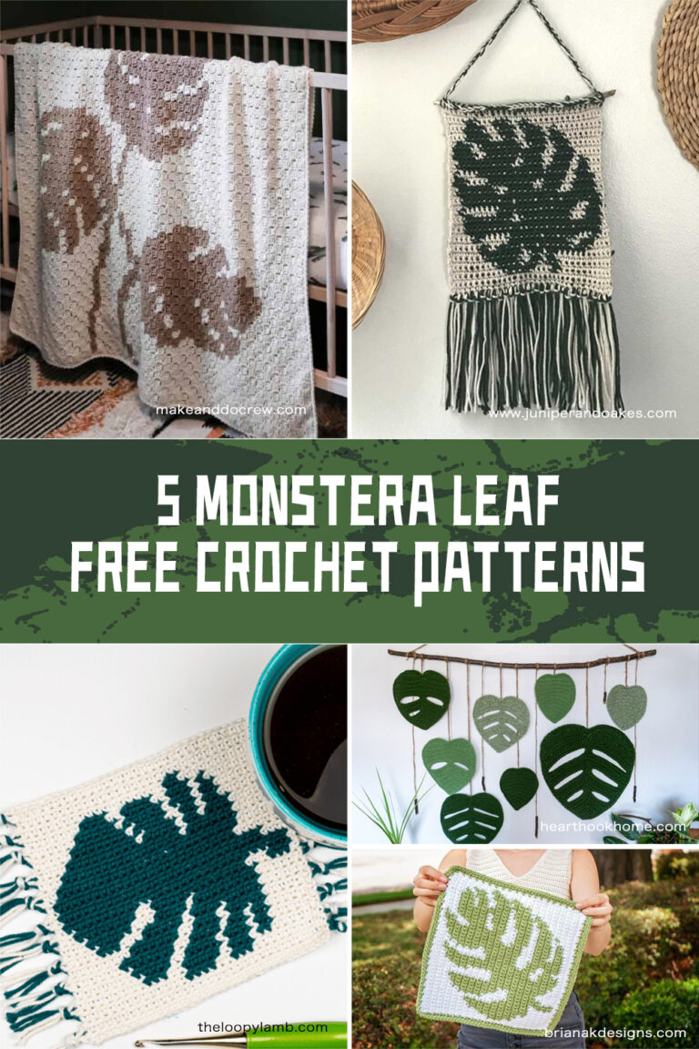 FREE Monstera Leaf Crochet -5 PATTERNS- iGOODideas.com