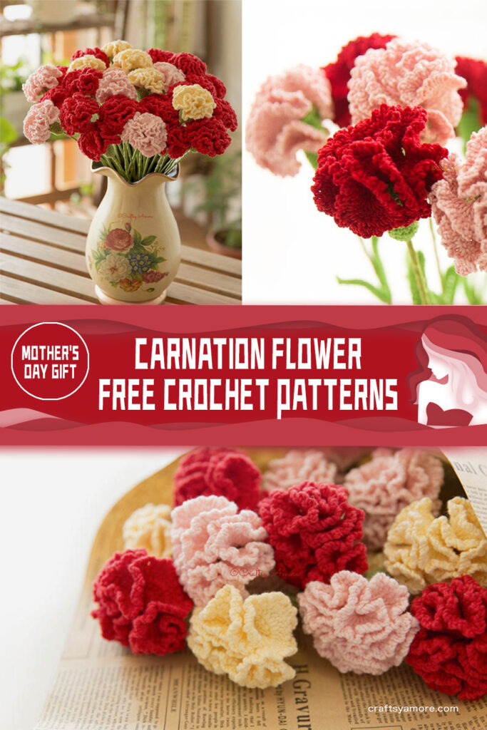 FREE Carnation Flower Crochet Patterns- iGOODideas.com