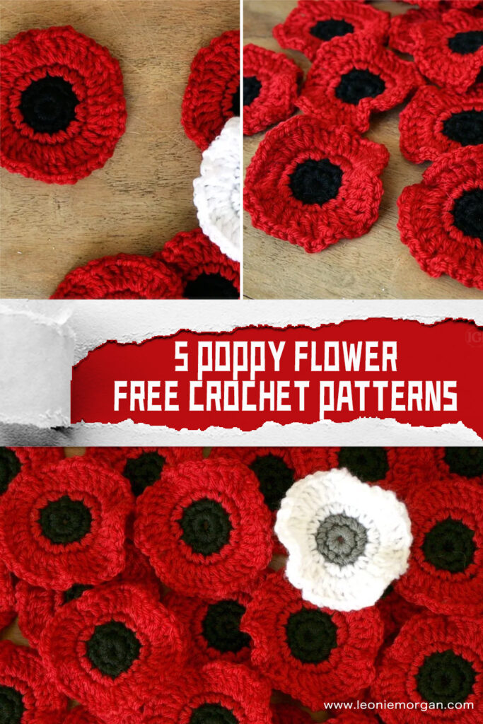 FREE Poppy Flower Crochet Patterns- iGOODideas.com
