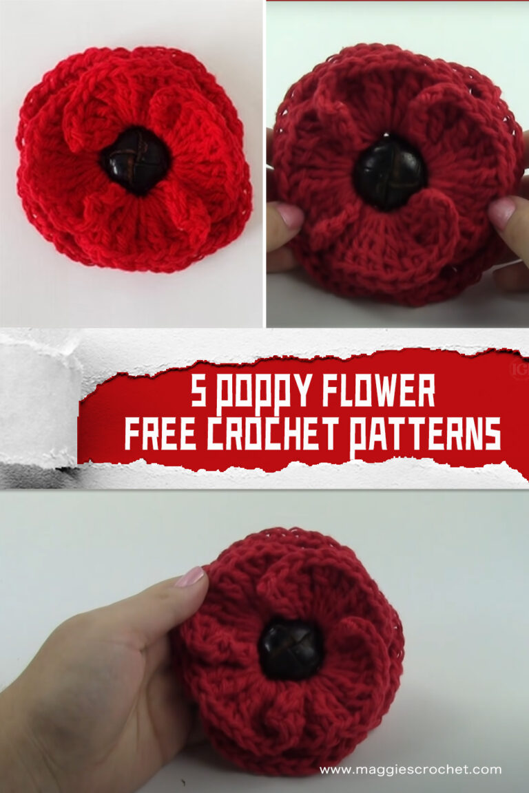 FREE Poppy Flower Crochet Patterns- iGOODideas.com