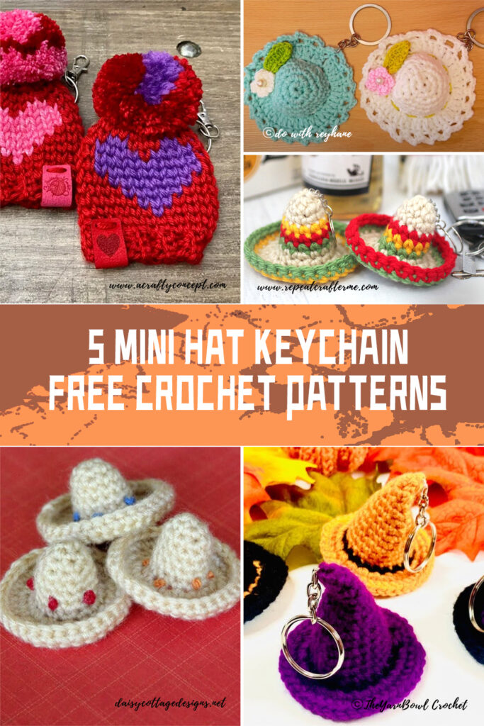 Hat Keychain FREE Crochet- 5 Patterns - iGOODideas.com