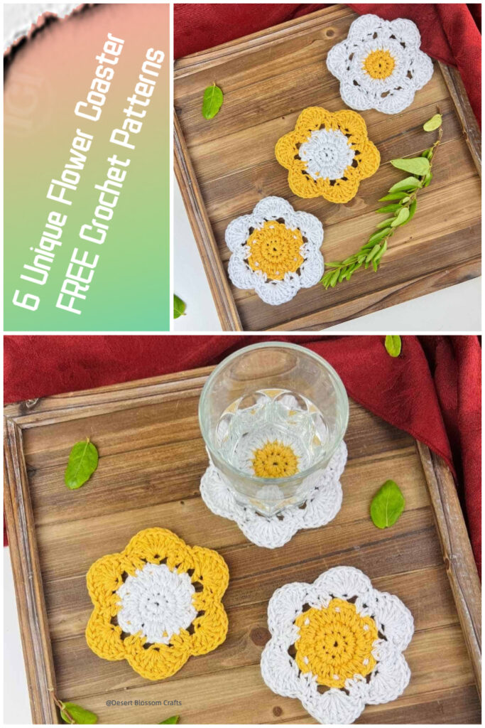 6 Flower Coaster FREE Crochet Patterns - iGOODideas.com
