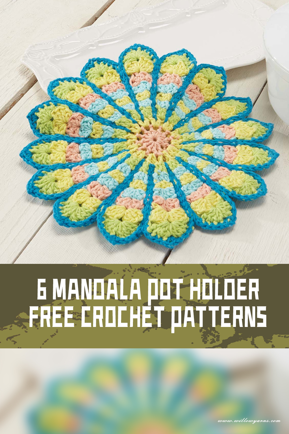 6 Mandala Pot Holder FREE Crochet Patterns - iGOODideas.com