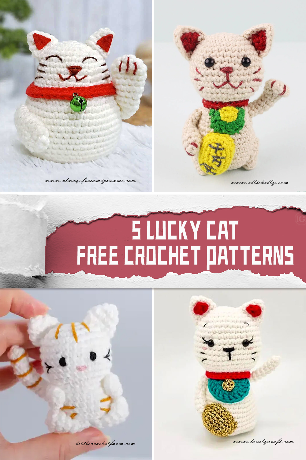 5 FREE Lucky Cat Crochet Patterns - iGOODideas.com