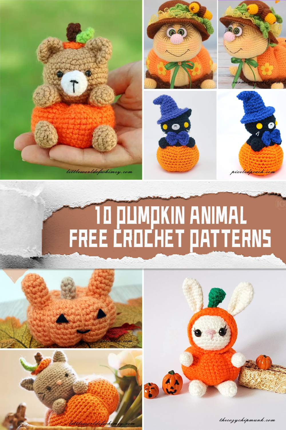 10 Pumpkin Animal Crochet Patterns - Free - iGOODideas.com