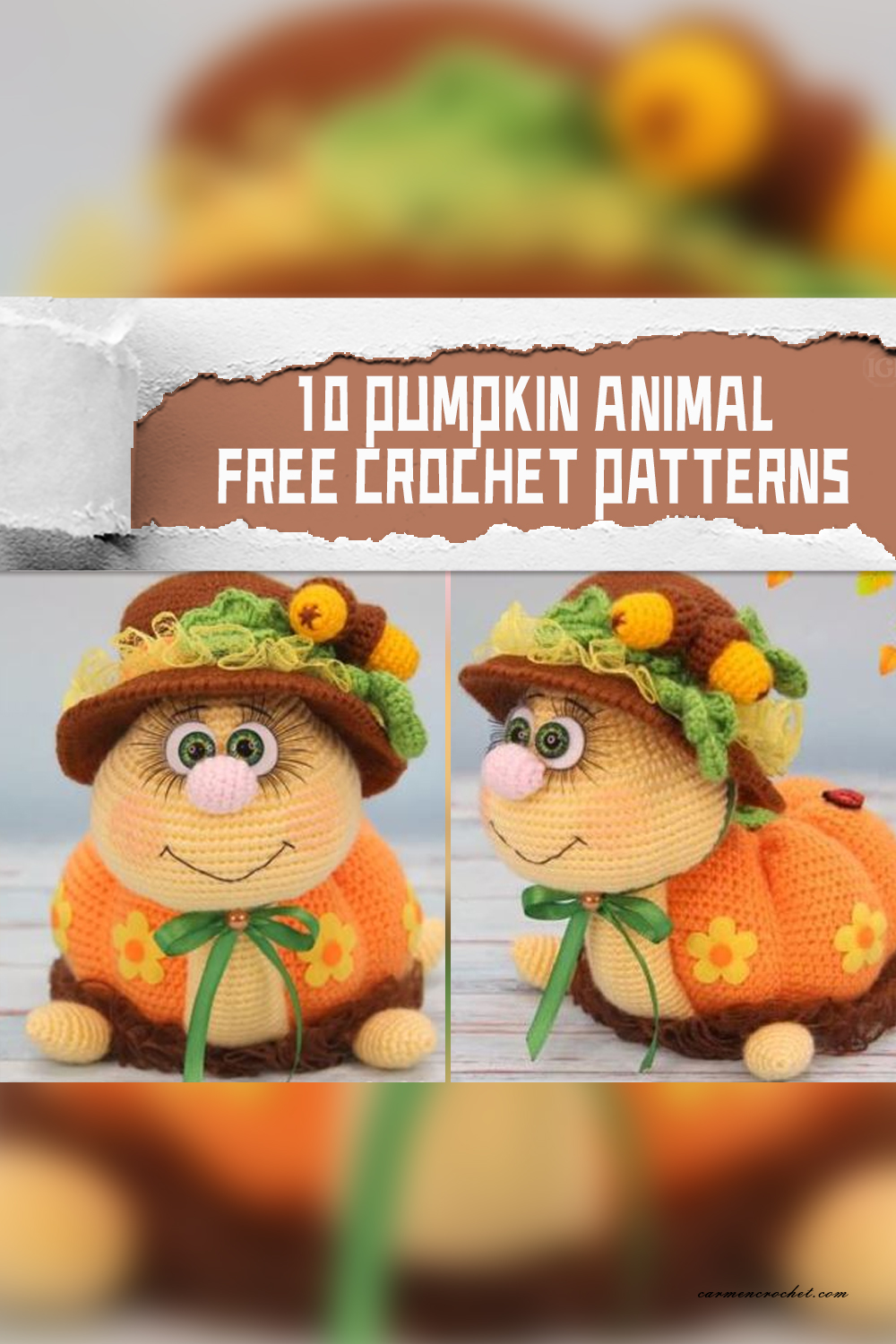 10 Pumpkin Animal Crochet Patterns - Free - iGOODideas.com