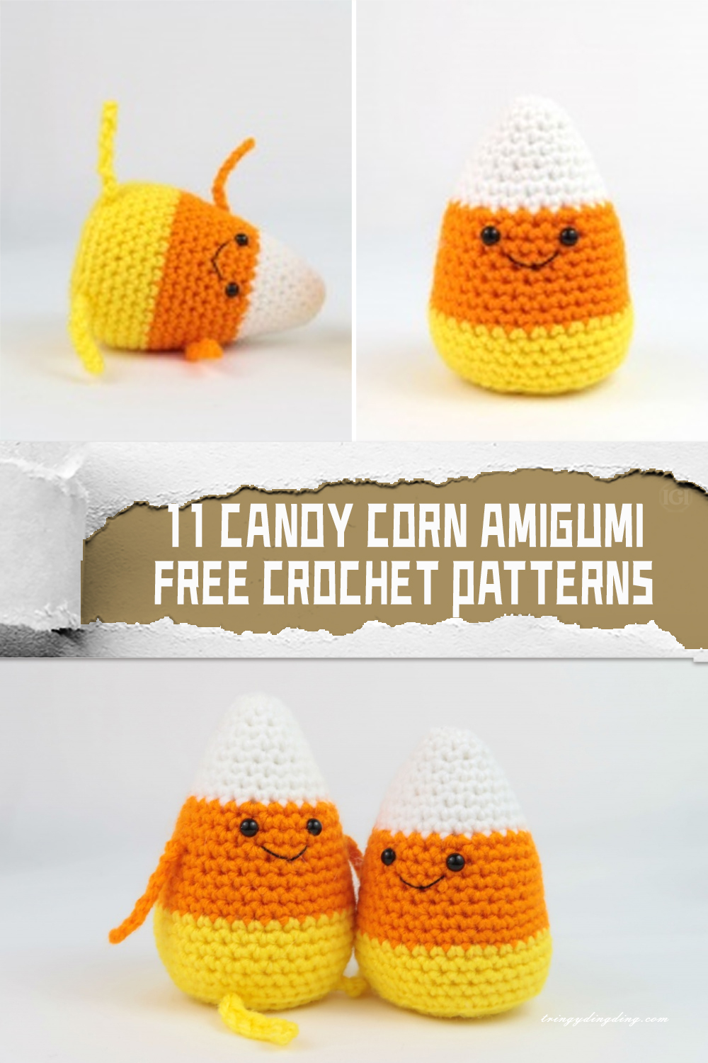11 Candy Corn Amigumi Crochet Patterns - FREE - iGOODideas.com