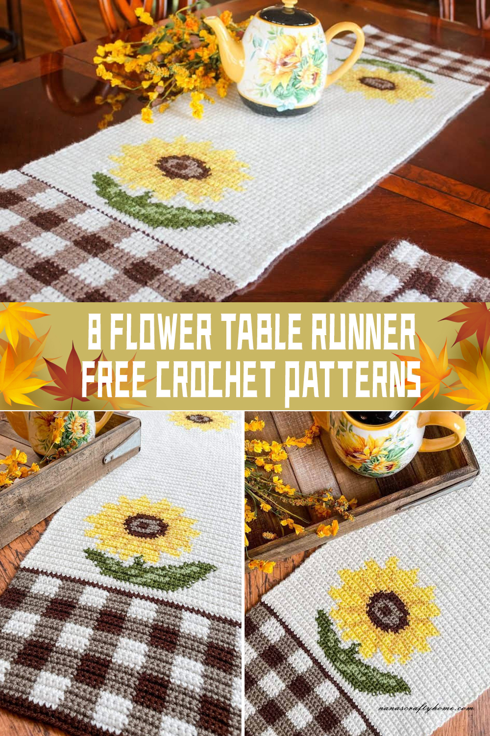 8 Flower Table Runner Crochet Patterns - FREE - iGOODideas.com