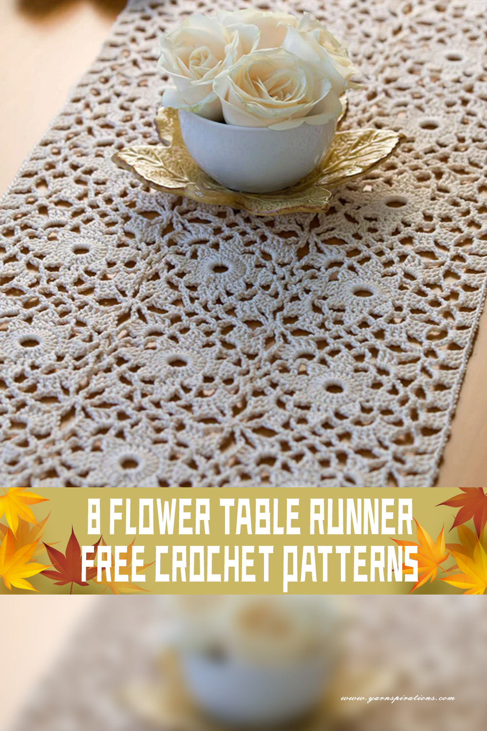 8 Flower Table Runner Crochet Patterns - FREE - iGOODideas.com