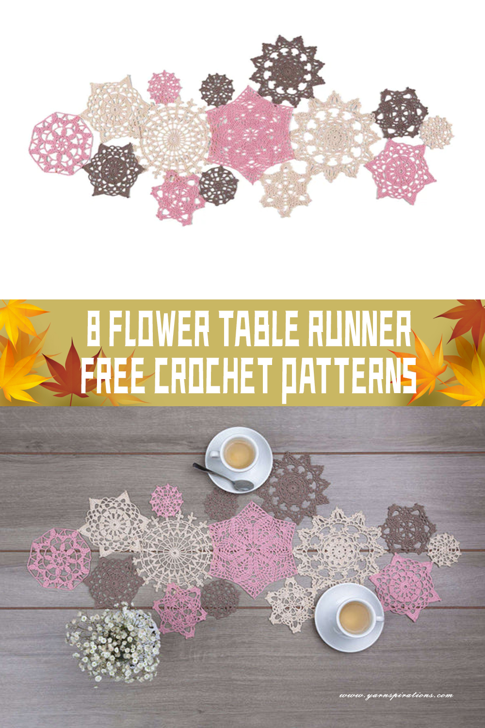 8 Flower Table Runner Crochet Patterns - FREE - iGOODideas.com