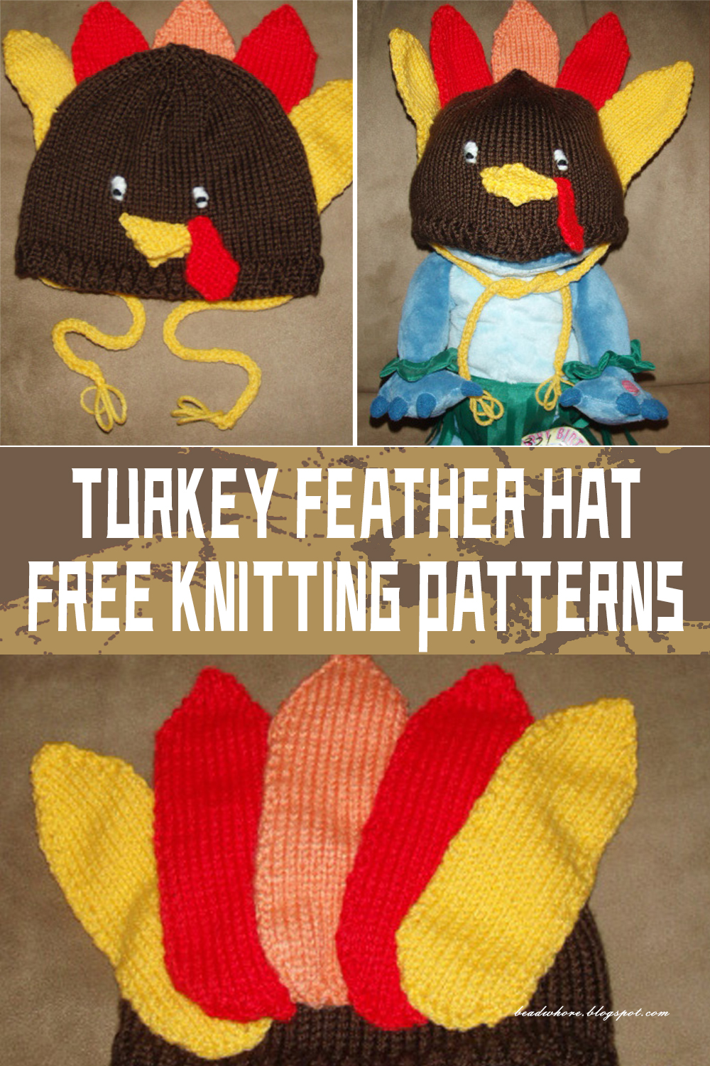 FREE Turkey Feather Hat Knitting Patterns - iGOODideas.com