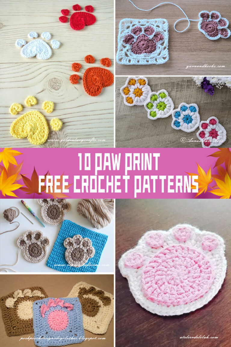 10 Paw Print Crochet Patterns - FREE - iGOODideas.com