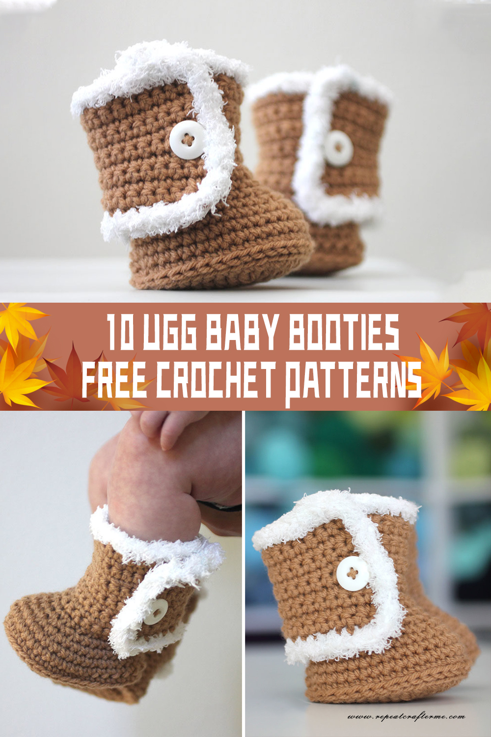 10 UGG Baby Booties Crochet Patterns - FREE - iGOODideas.com