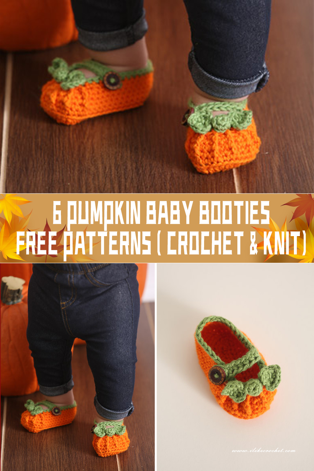 6 FREE Pumpkin Baby Booties Patterns ( Crochet & Knit) - iGOODideas.com