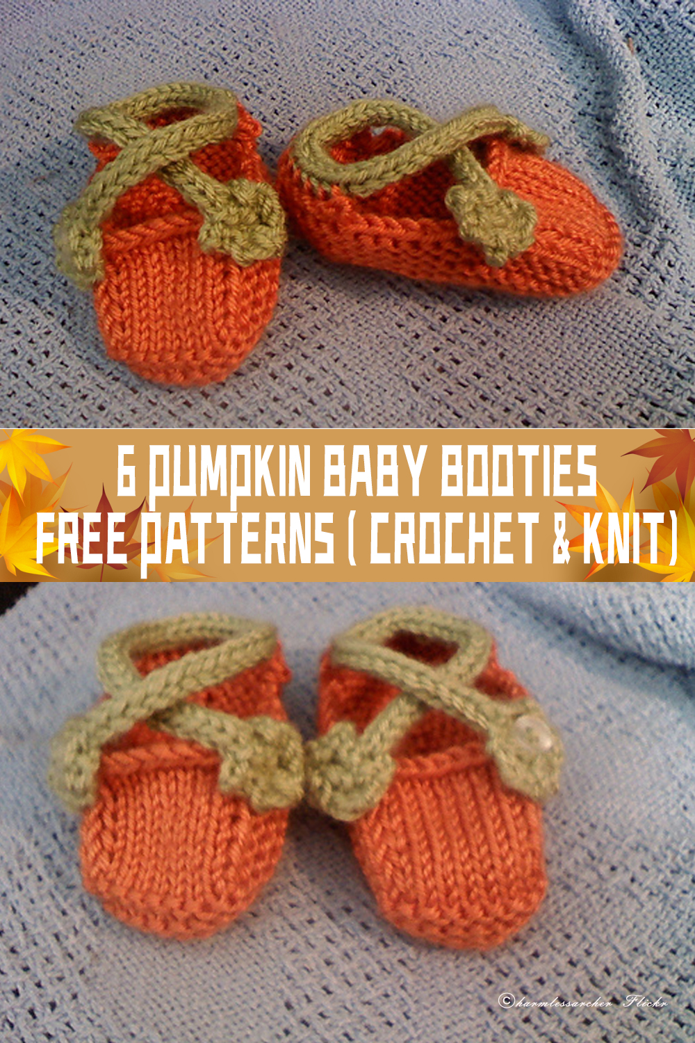 6 FREE Pumpkin Baby Booties Patterns ( Crochet & Knit) - iGOODideas.com