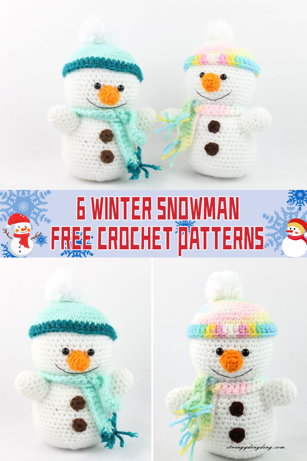 6 Winter Snowman Crochet Patterns - FREE - iGOODideas.com