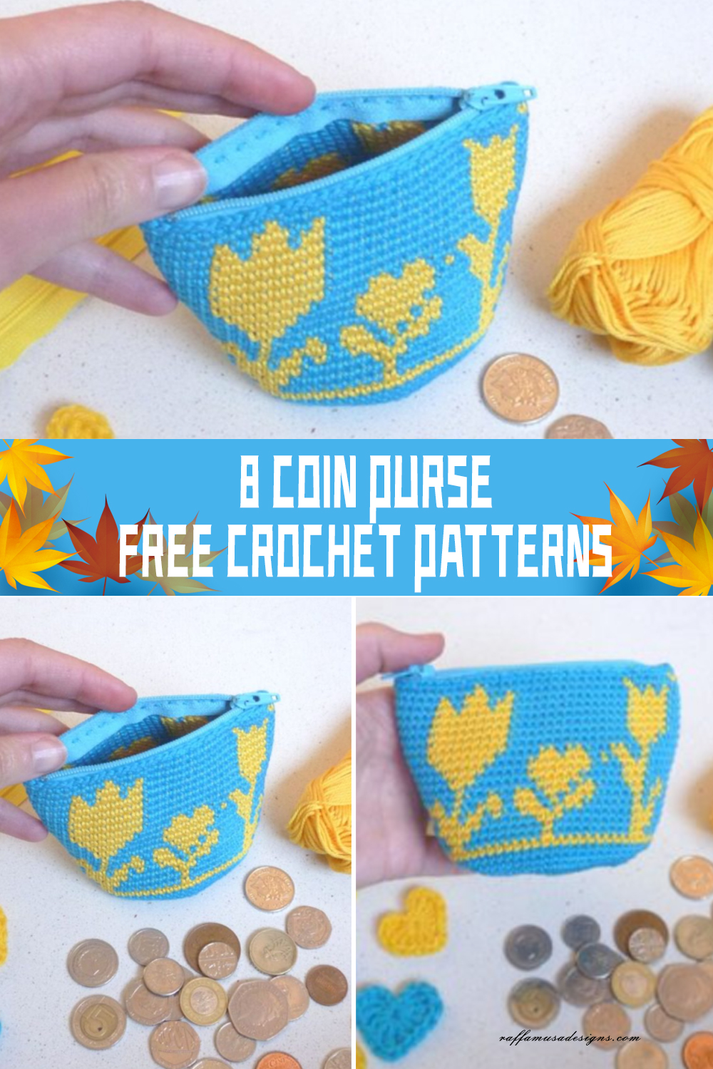 8 Coin Purse Crochet Patterns - FREE - iGOODideas.com