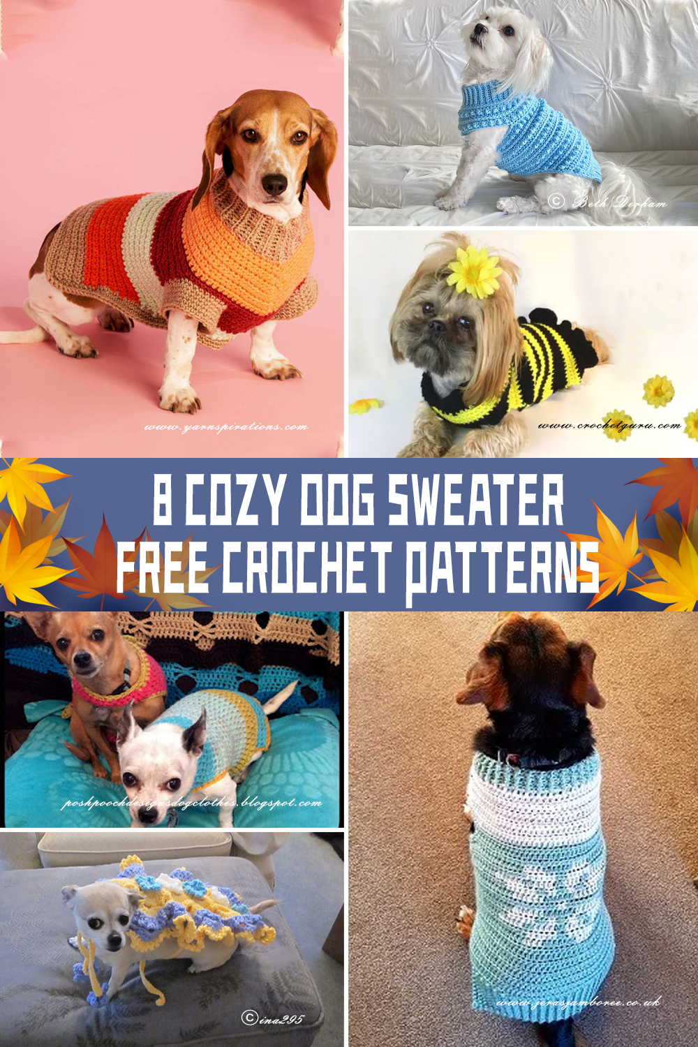 8 Cozy Dog Sweater Crochet Patterns - FREE - iGOODideas.com