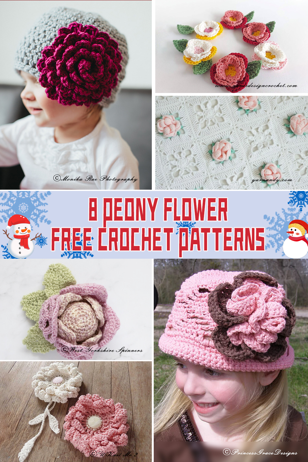 8 Peony Flower Crochet Patterns - FREE - iGOODideas.com
