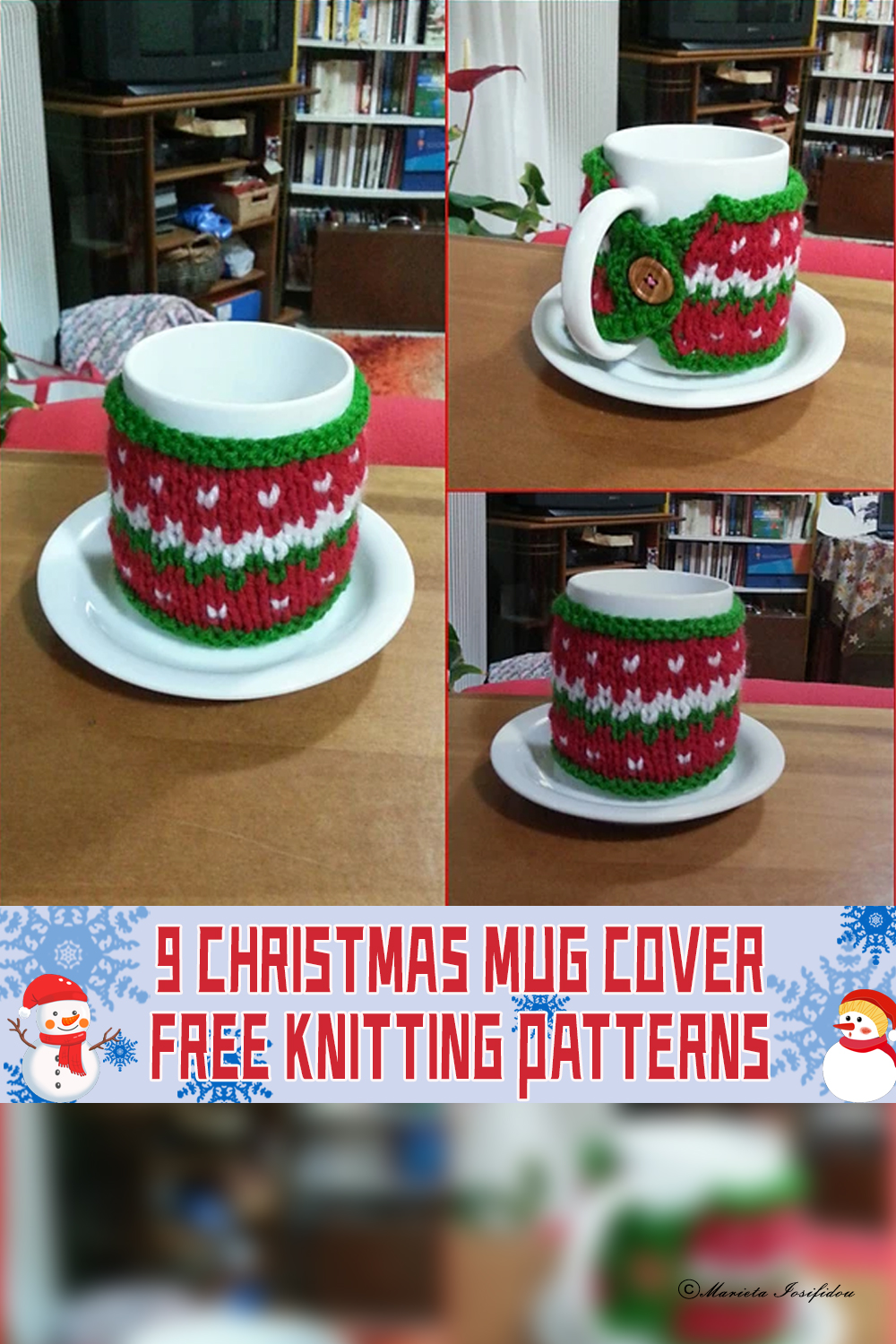 9 Christmas Mug Cover Knitting Patterns - FREE - iGOODideas.com