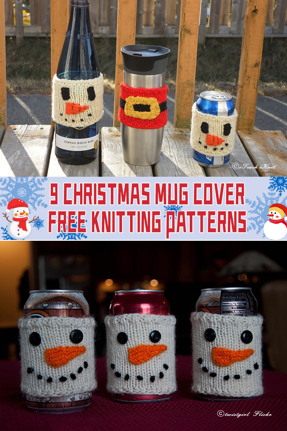 9 Christmas Mug Cover Knitting Patterns - FREE - iGOODideas.com