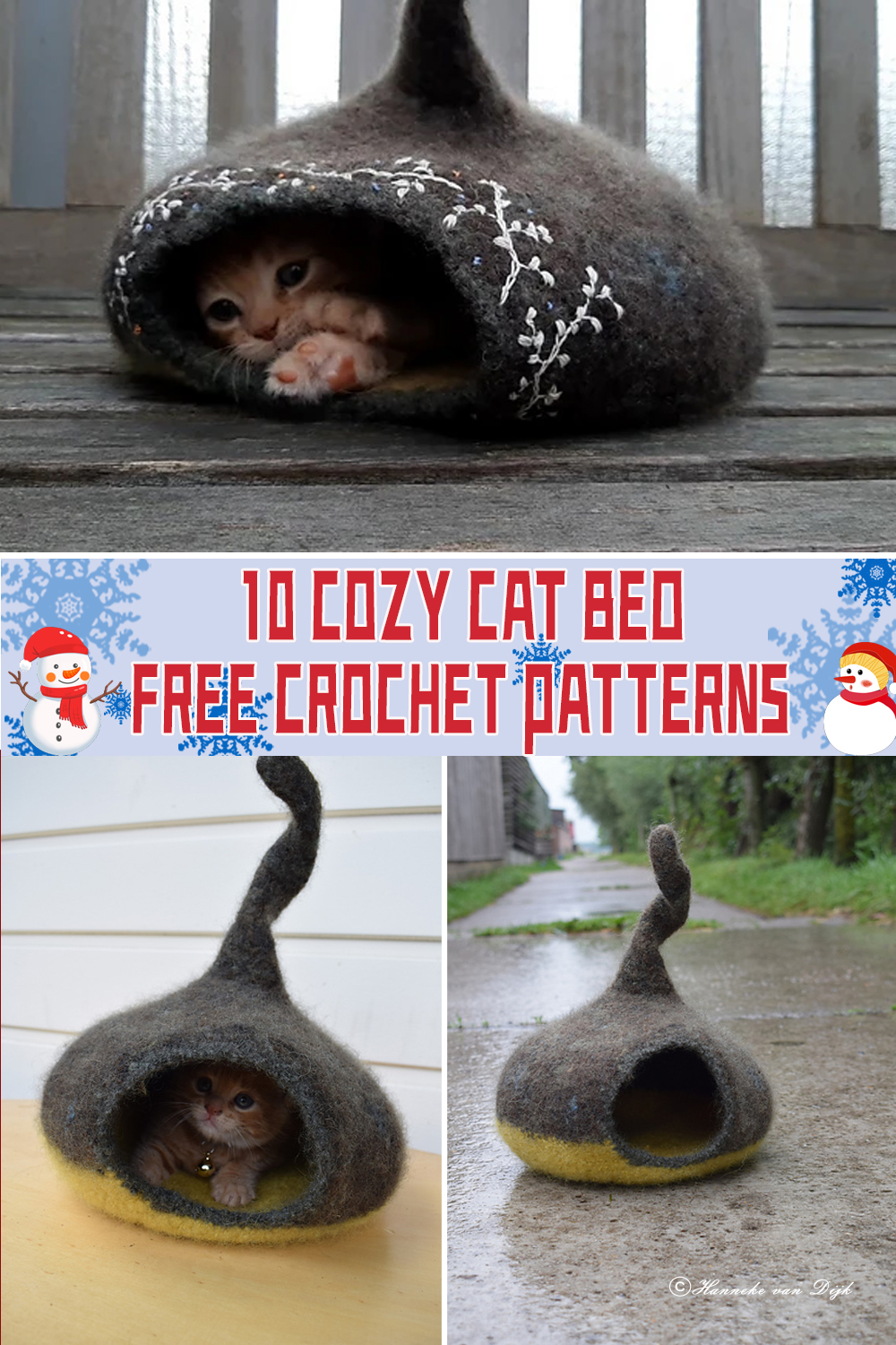 10 Cozy Cat Bed Crochet Patterns -FREE - iGOODideas.com