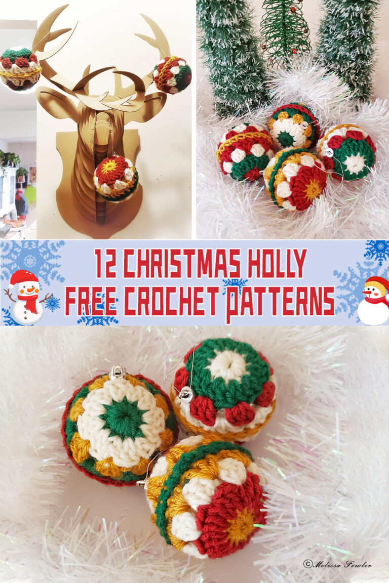 12 Christmas Holly Crochet Patterns - FREE - iGOODideas.com