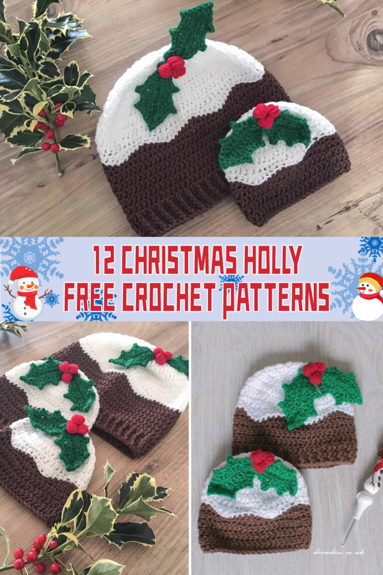 12 Christmas Holly Crochet Patterns - FREE - iGOODideas.com