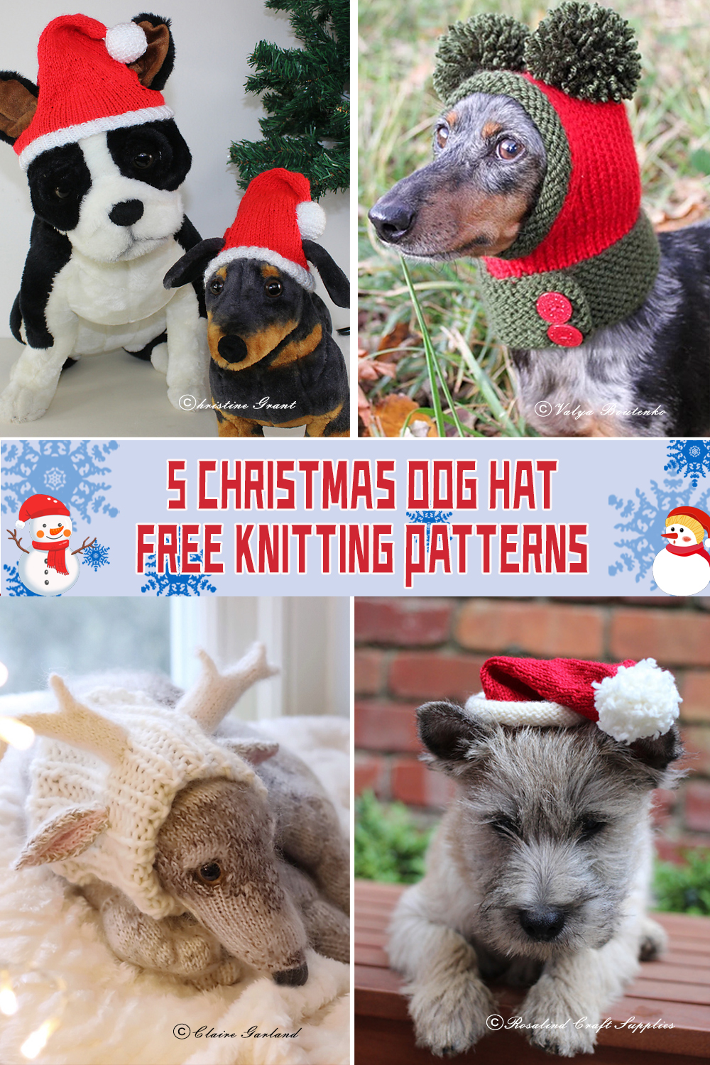 5 Christmas Dog Hat Knitting Patterns - FREE - iGOODideas.com