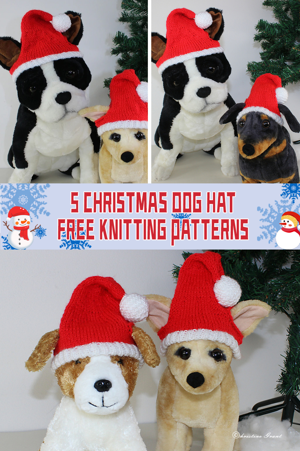 5 Christmas Dog Hat Knitting Patterns - FREE - iGOODideas.com