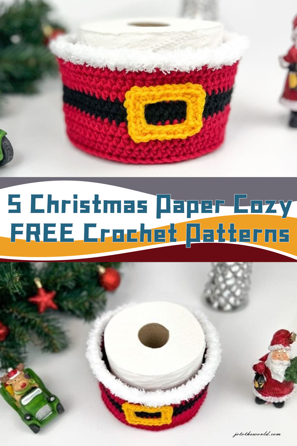 5 Christmas Paper Cozy Crochet Patterns - FREE - iGOODideas.com