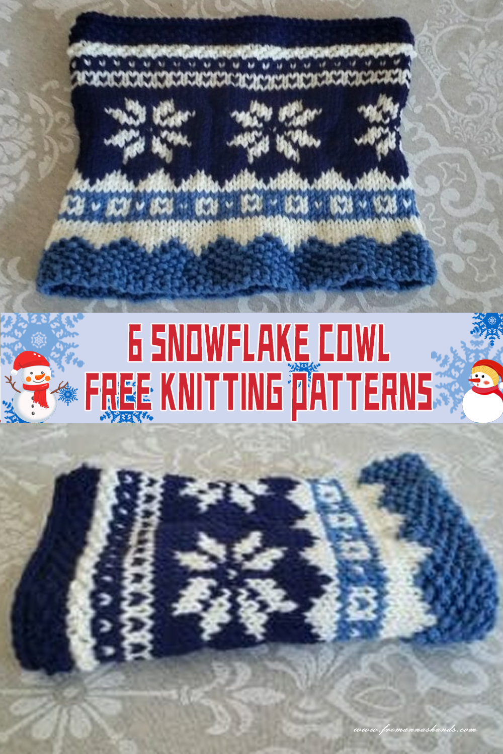 6 Snowflake Cowl Knitting Patterns - FREE - iGOODideas.com