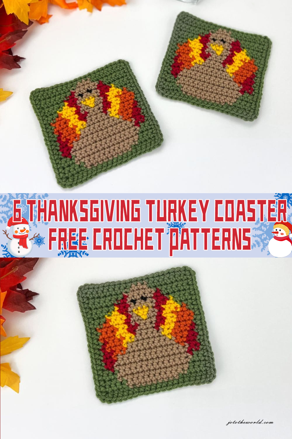 6 Thanksgiving Turkey Coaster Crochet Patterns - FREE - iGOODideas.com