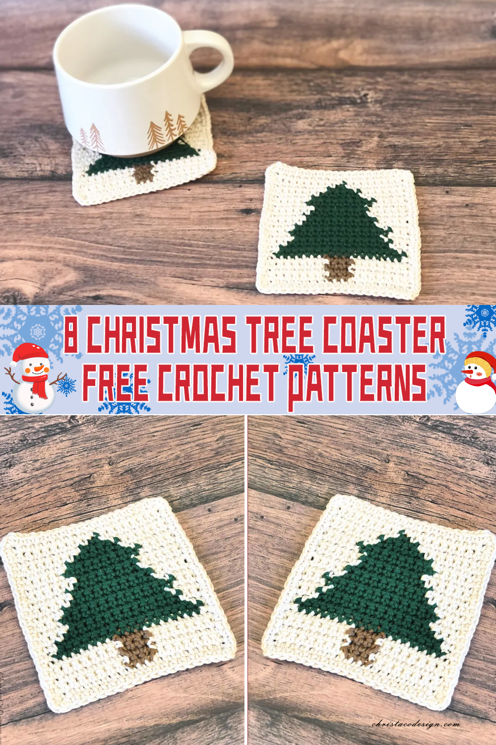 8 Christmas Tree Coaster Crochet Patterns - FREE - iGOODideas.com