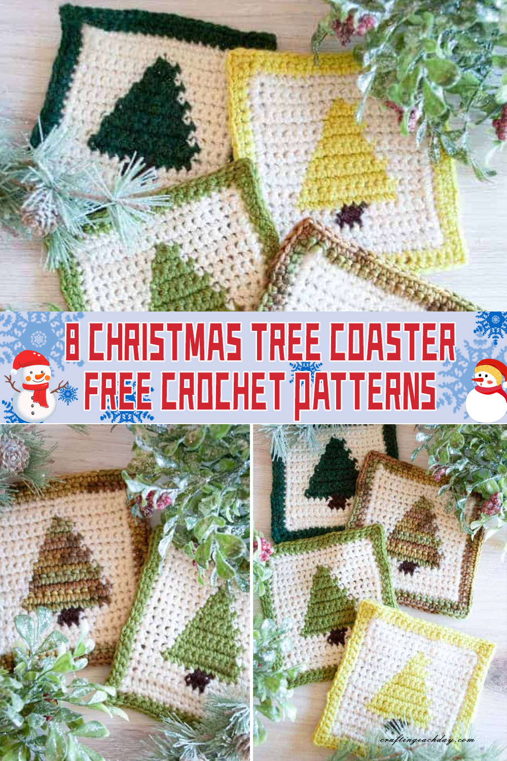 8 Christmas Tree Coaster Crochet Patterns - FREE - iGOODideas.com