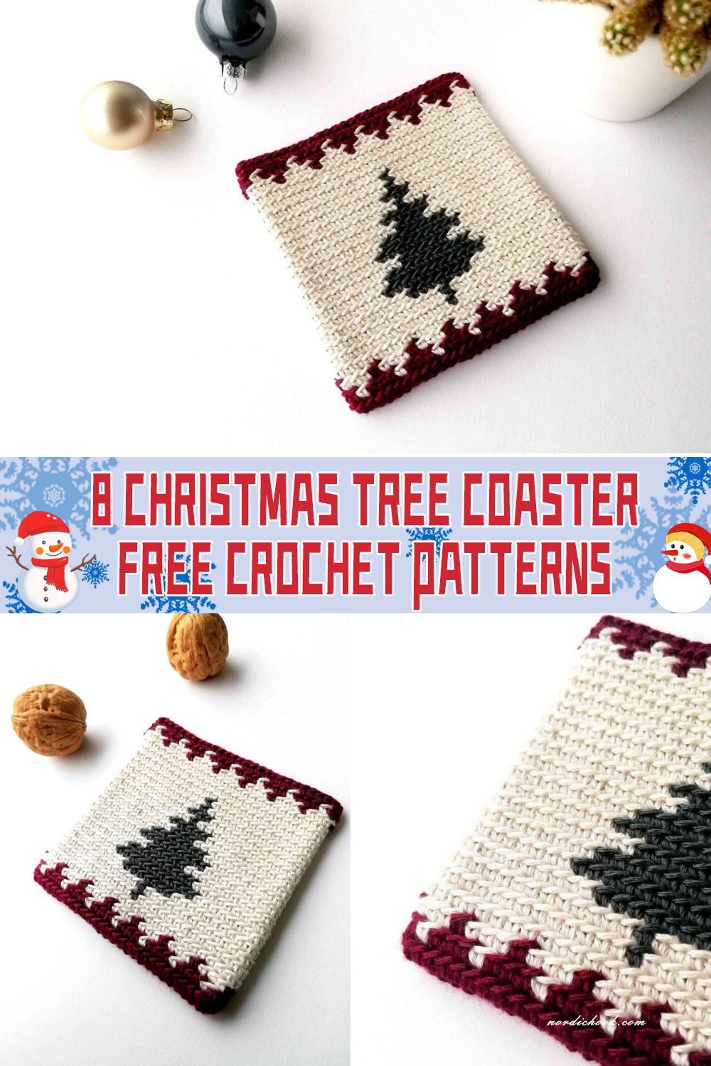 8 Christmas Tree Coaster Crochet Patterns - FREE - iGOODideas.com