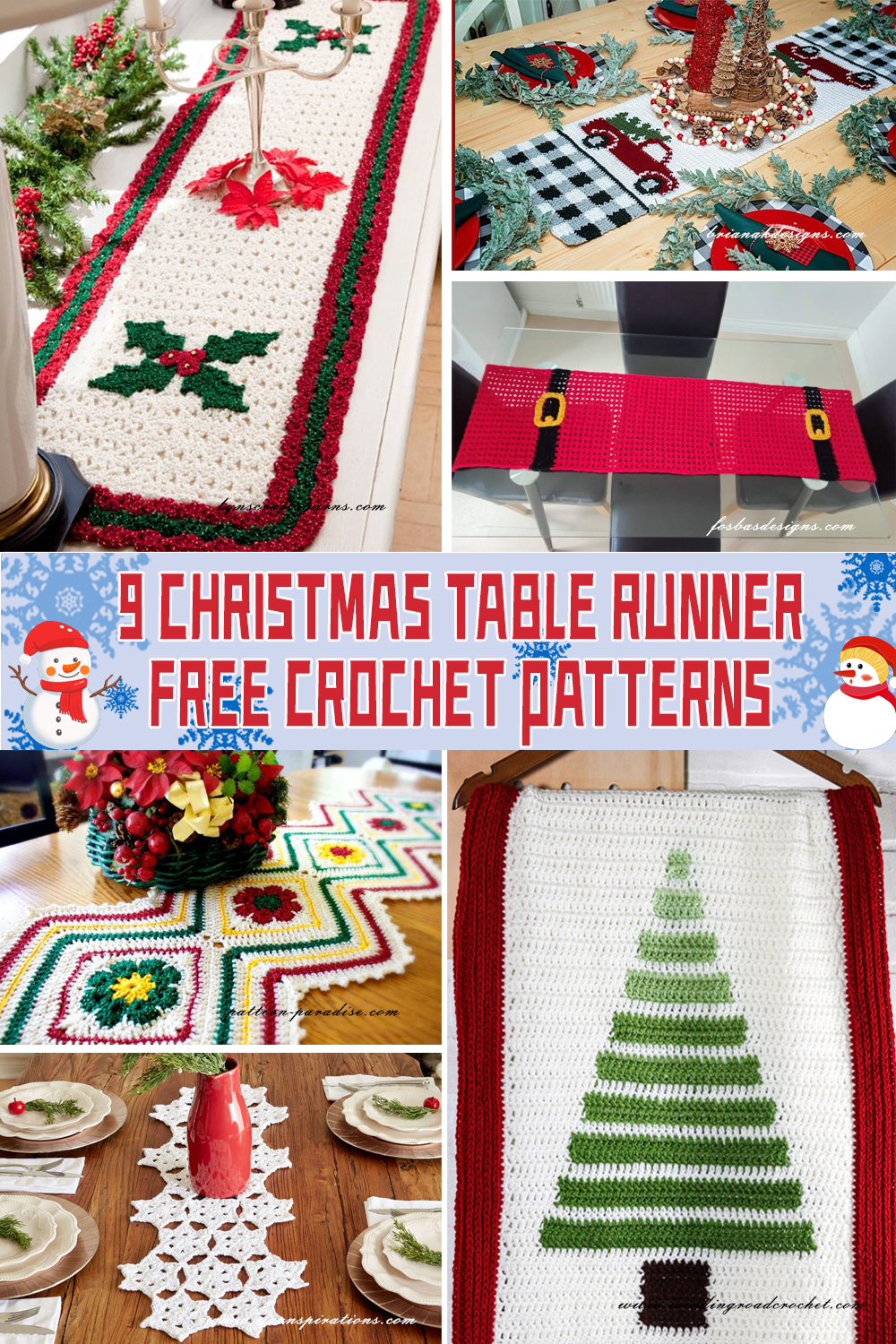 9 Christmas Table Runner Crochet Patterns - FREE - iGOODideas.com