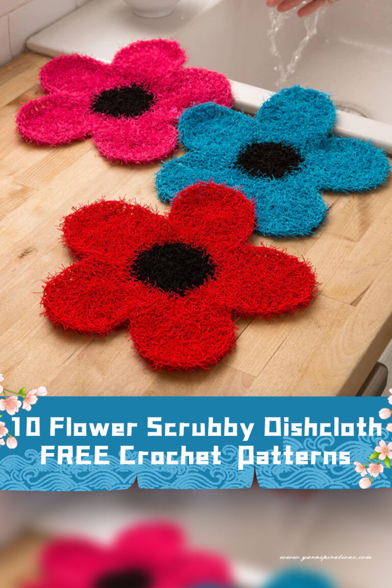 10 Flower Scrubby Dishcloth Crochet Patterns - FREE - iGOODideas.com