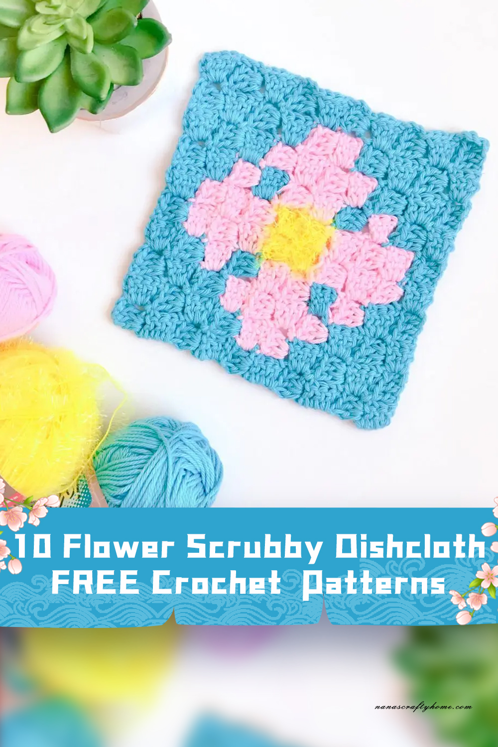 10 Flower Scrubby Dishcloth Crochet Patterns - FREE - iGOODideas.com