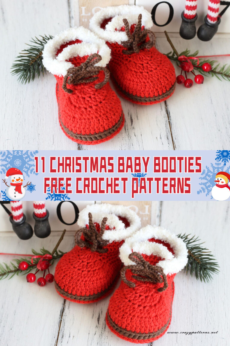 11 Christmas Baby Booties Crochet Patterns - FREE - iGOODideas.com