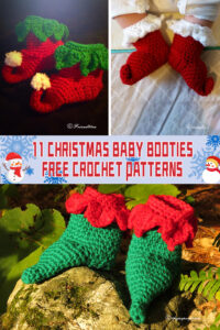 11 Christmas Baby Booties Crochet Patterns - FREE - iGOODideas.com