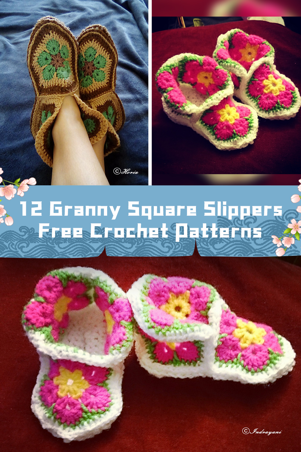 12 Granny Square Slipper Crochet Patterns - FREE - iGOODideas.com