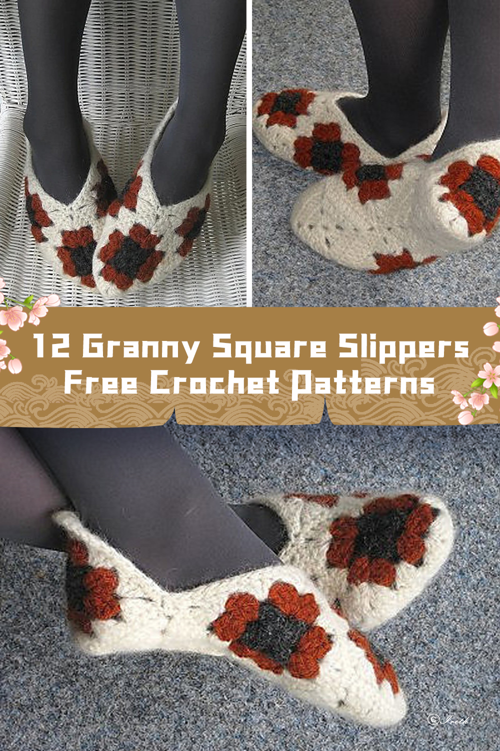 12 Granny Square Slipper Crochet Patterns - FREE - iGOODideas.com