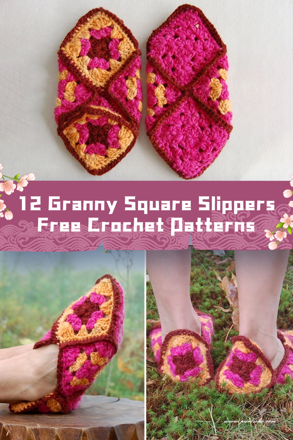 12 Granny Square Slipper Crochet Patterns - FREE - iGOODideas.com